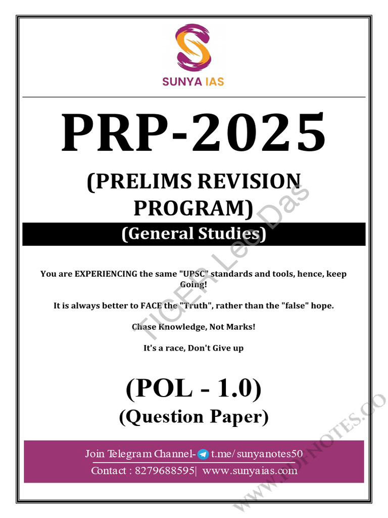 PRP 2025 - POL 1.0 - QP - Primarydownload (Pdfnoes - Co) | PDF ...
