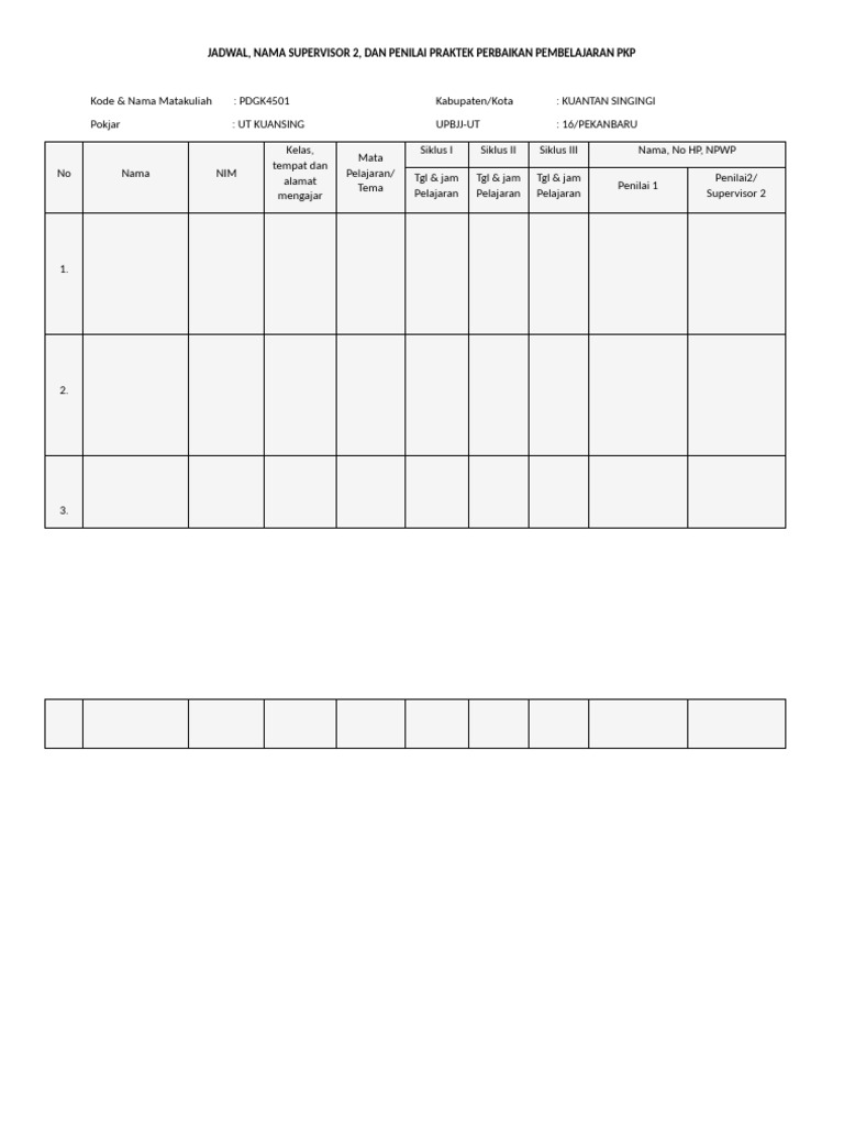 Nama Dan Jadwal Praktek | PDF