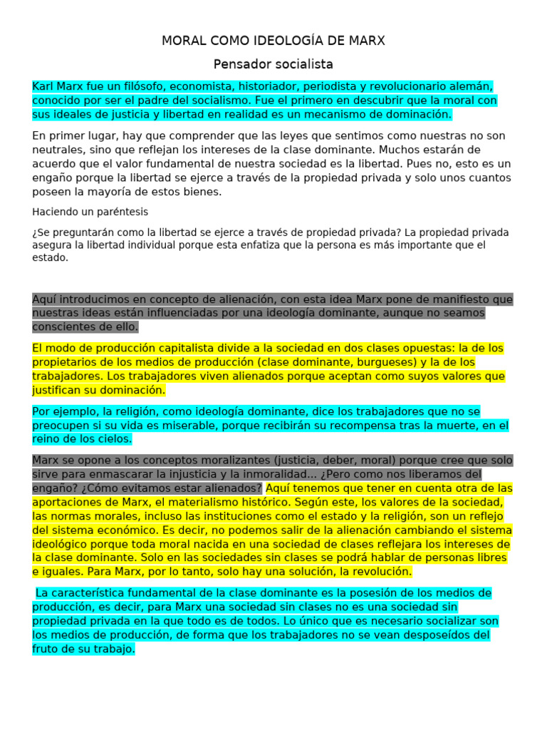 Moral y Alienación en Marx | PDF | Karl Marx | Ideologías