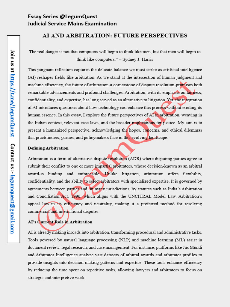 AI AND ARBITRATION FUTURE PERSPECTIVES | PDF | Artificial Intelligence | Intelligence (AI ...