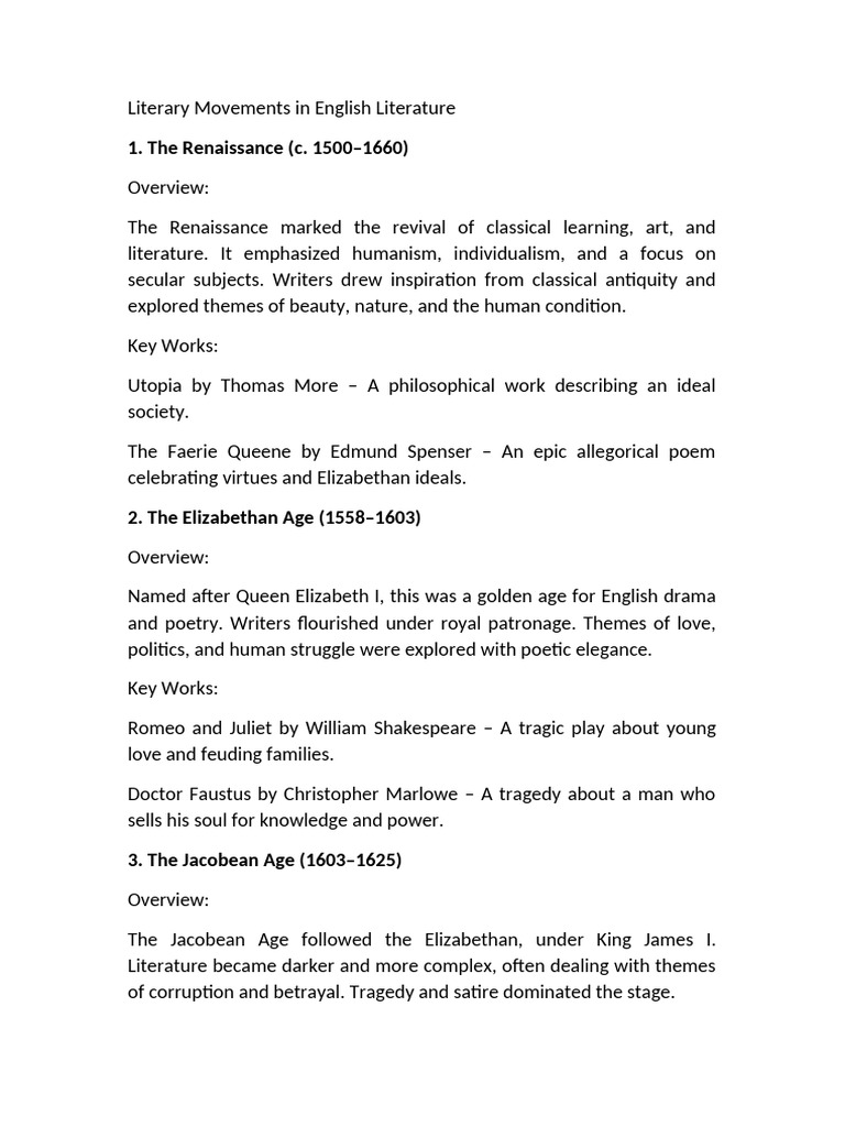 Literary Movement Renaissance | PDF | English Literature | Tragedy