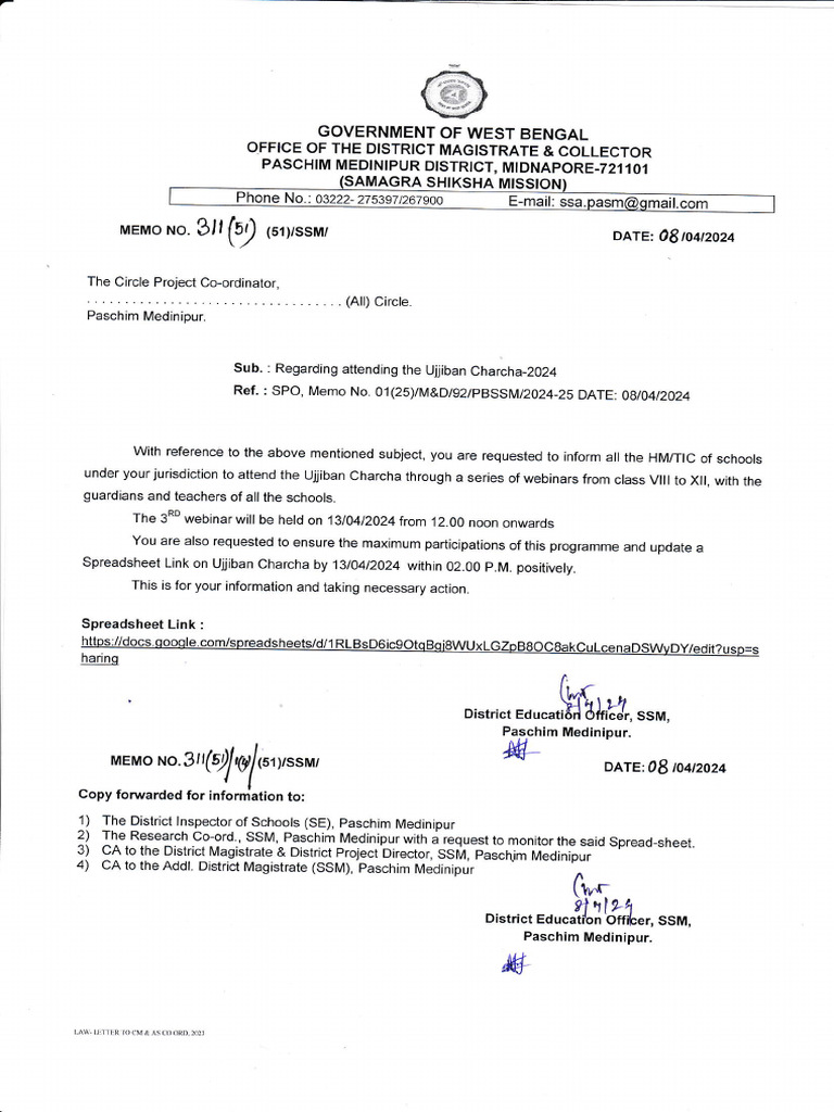 Memo No-311 SSM Cm&as Co-Ordinator (Letter To All CPC) | PDF