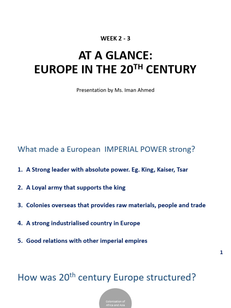 Europe in 1900-Imperialism Competition Colonialism - Week 2 and 3 | PDF ...