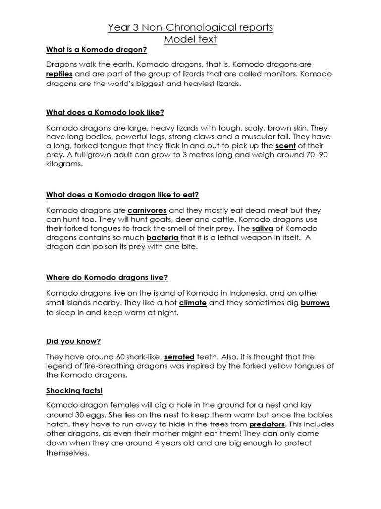 Komodo Dragon Text To Learn | PDF