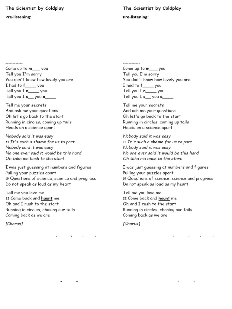 The Scientist by Coldplay | PDF