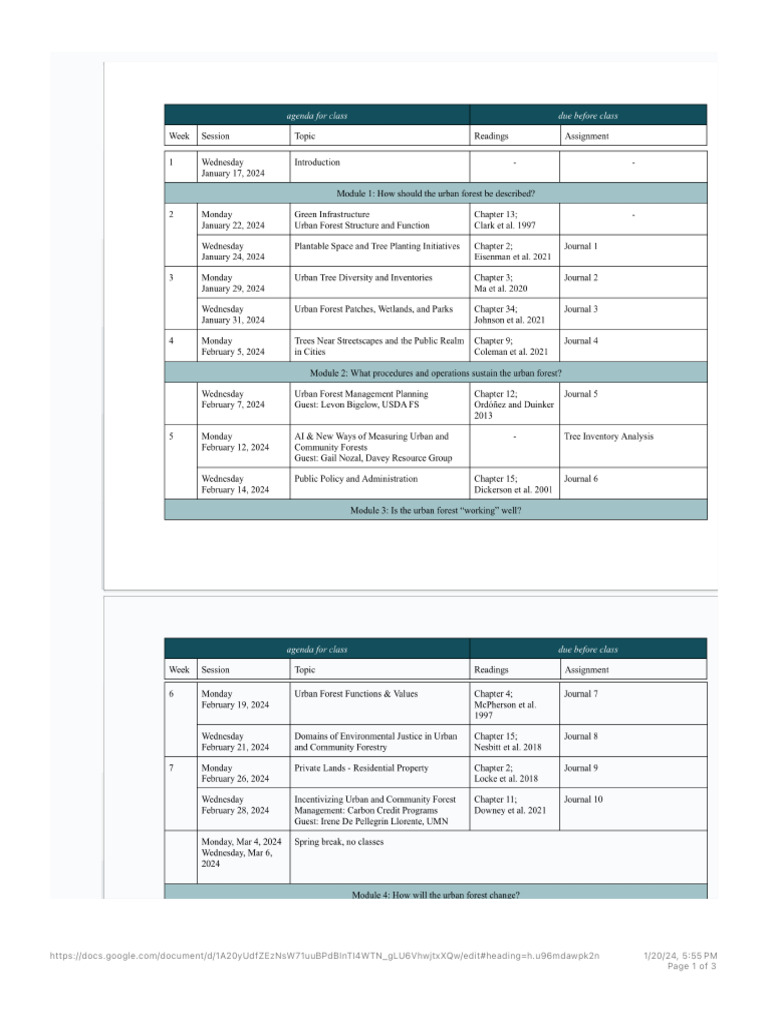 2024 Course Schedule | PDF