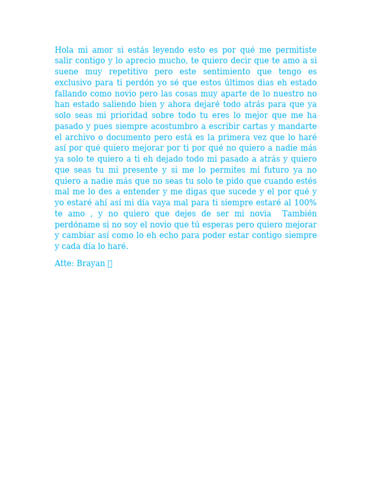 Carta de Amor Brayan Estilo | PDF