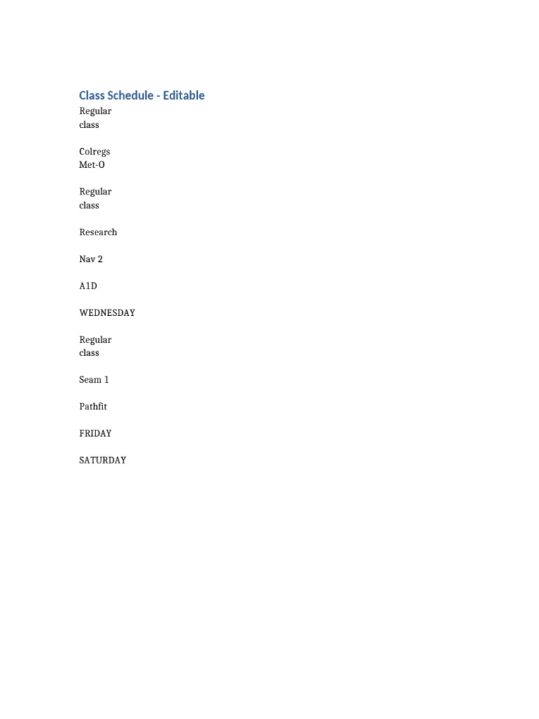 Editable Schedule | PDF