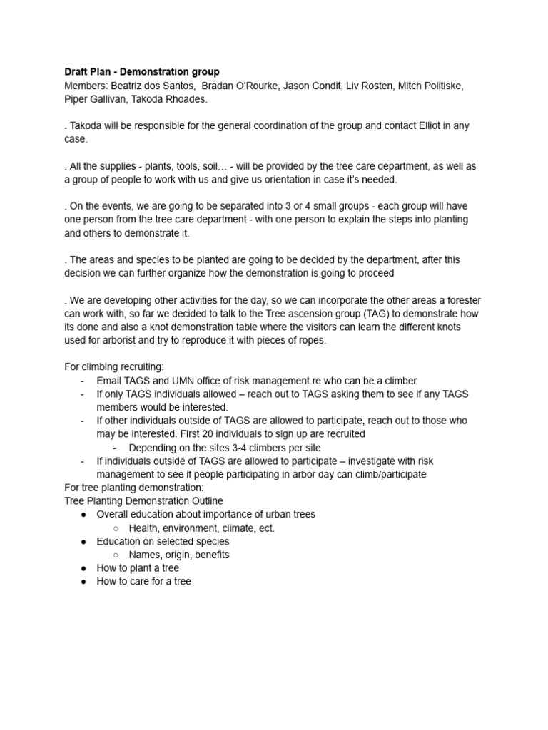 Tree Planting Demonstration Plan | PDF