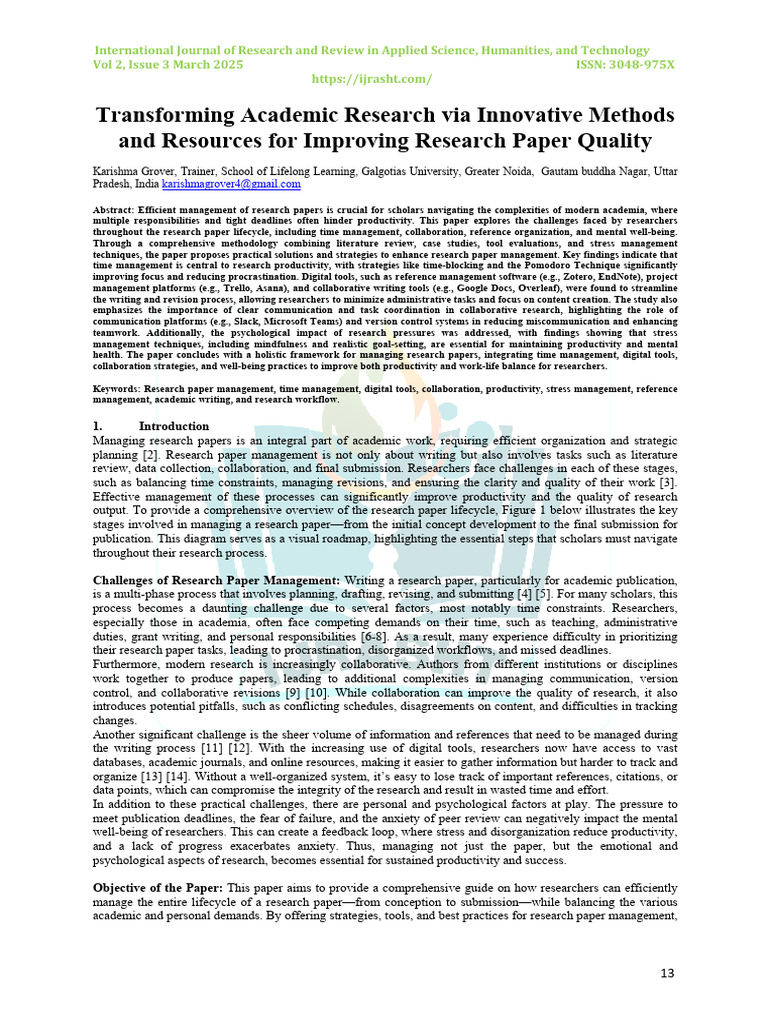 Transforming Academic Research Via Innovative Meth | PDF | Time ...