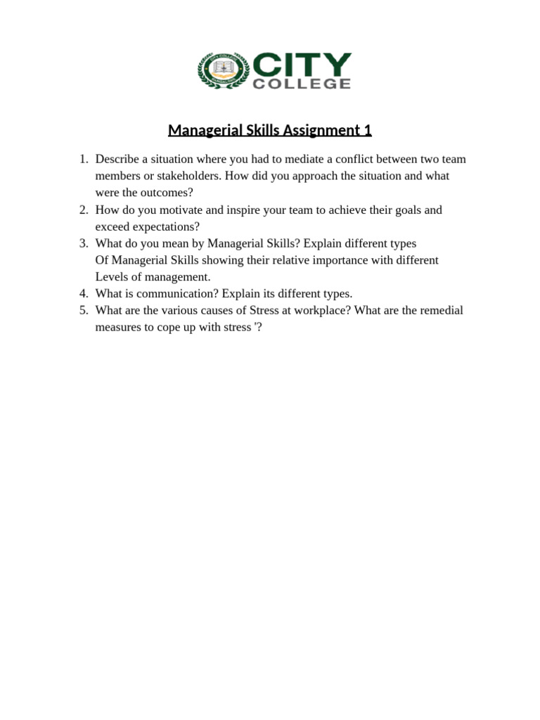 Managerial Skills Assignment 1 | PDF