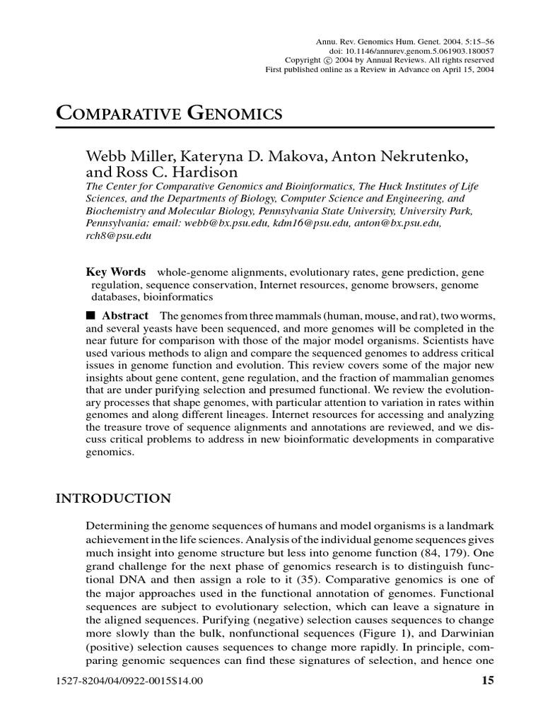 COMPARATIVE GENOMICS | PDF | Gene | Human Genome