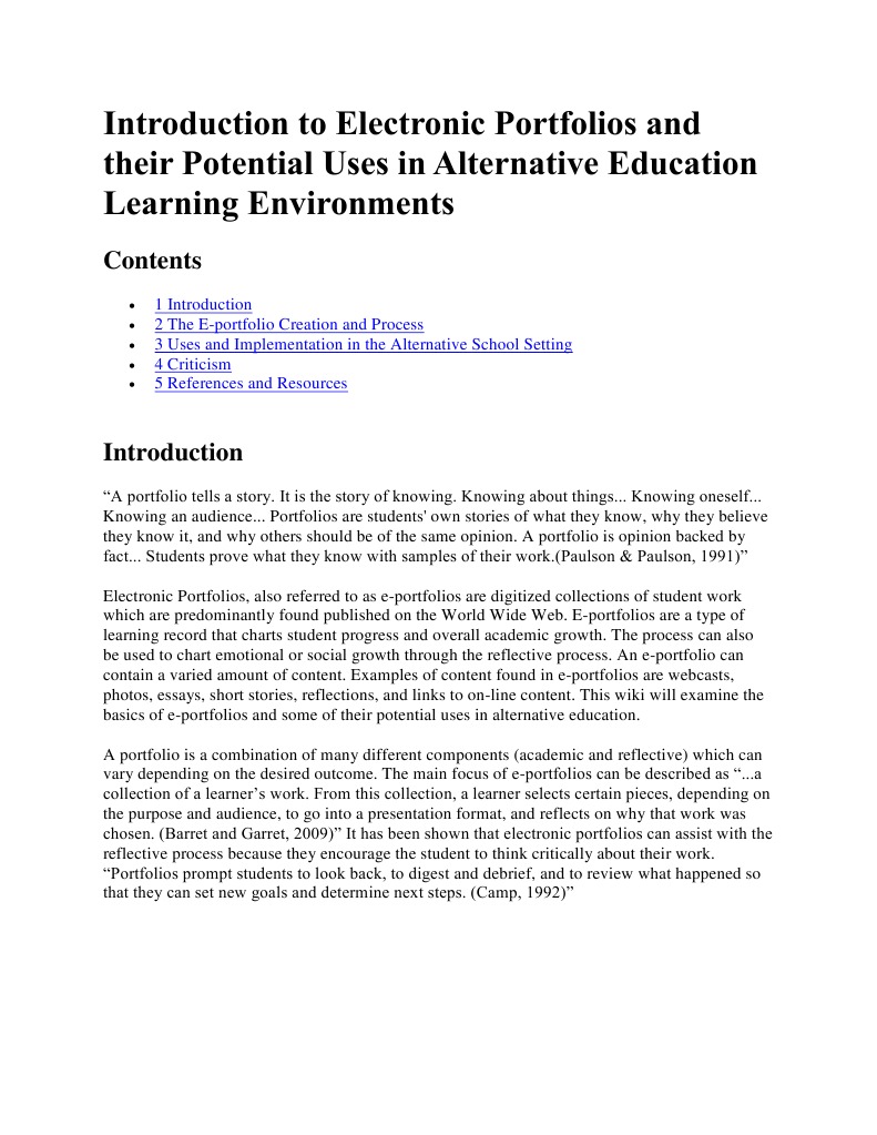 Introduction To Electronic Portfolios | PDF | Self Efficacy | Cognition