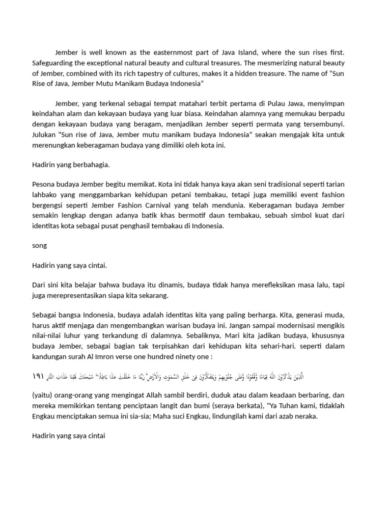 PILDACIL - Sunrise of Java, Jember Mutu Manikam Indonesia | PDF
