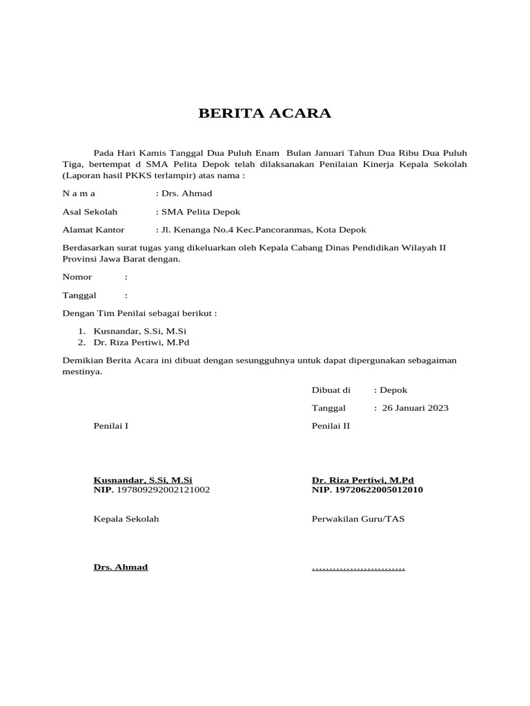 Berita Acara & Daftar Hadir PKKS | PDF