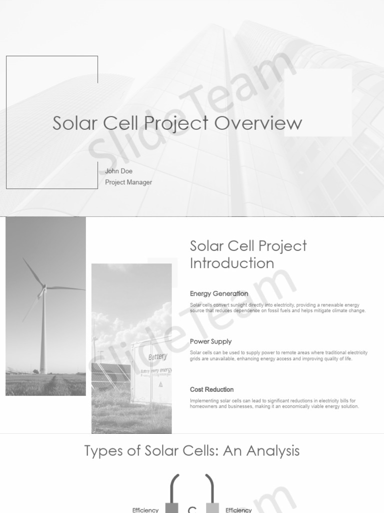 Solar Cell Project Overview: John Doe Project Manager | PDF | Solar Power | Solar Cell