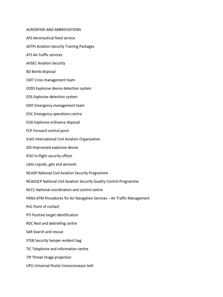 Aviation Acronyms and Abbreviations | PDF