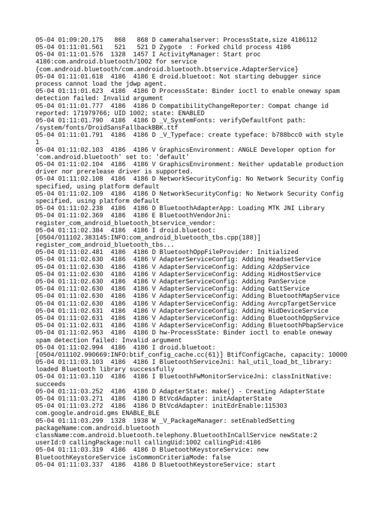 Bluetooth Service Initialization Logs | PDF | Computing | Computer ...