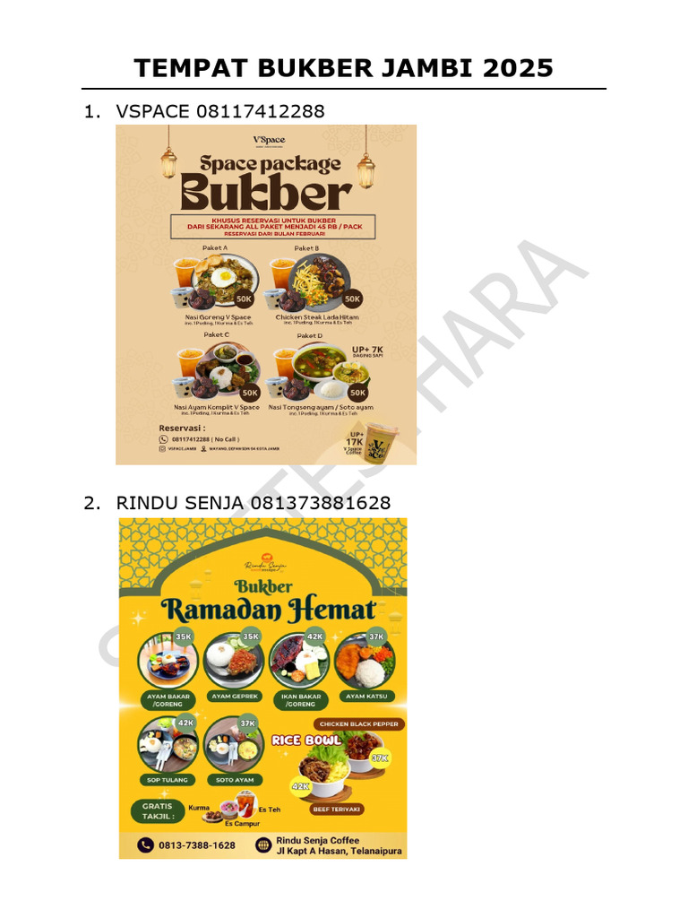 Tempat Bukber Kota Jambi 2025 | PDF