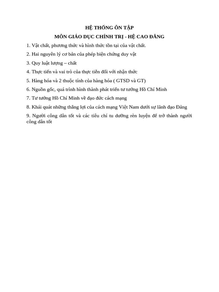 Hệ Thống Ôn Tập GDCT | PDF