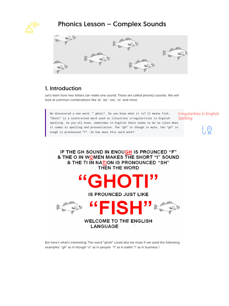 Phonics Lesson - Complex Sounds | PDF | Phonics | Orthography