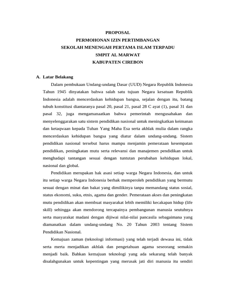 Proposal Ijin Operasional | PDF
