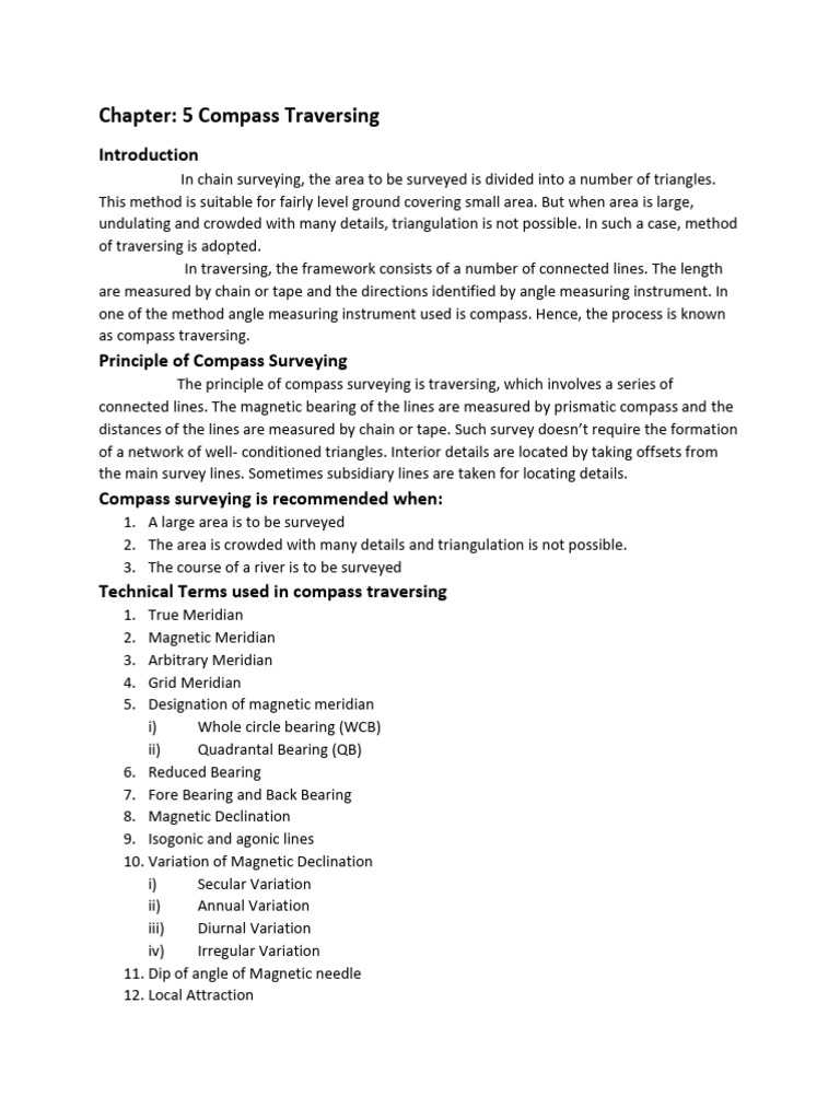 Survey I Chapter 5 Compass | PDF | Compass | Surveying
