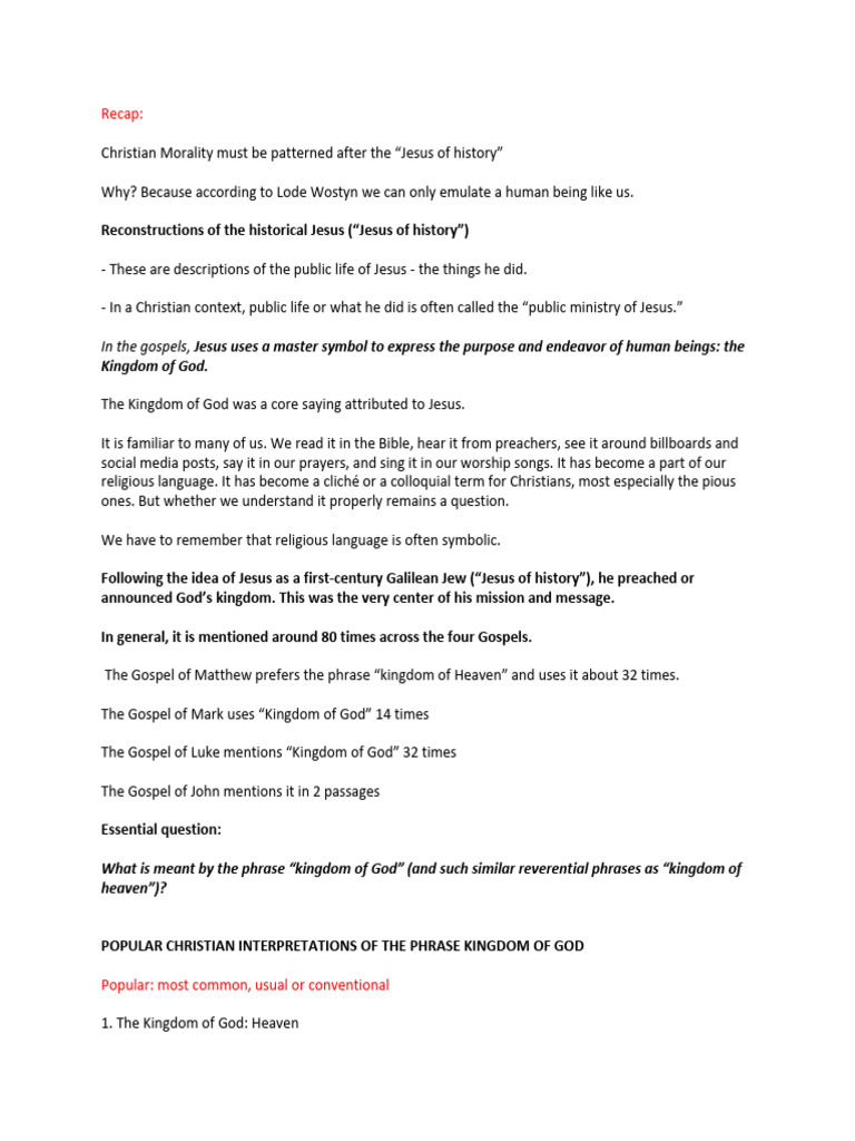 Understanding the Kingdom of God | PDF | Jesus | Kingship And Kingdom ...