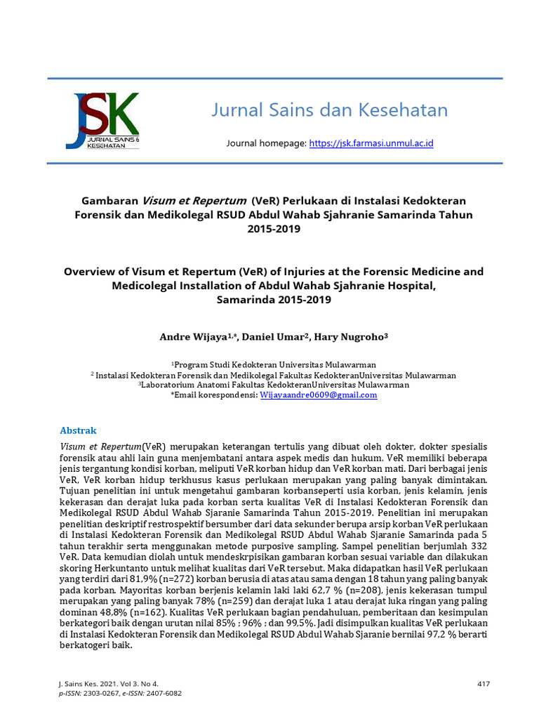 Jurnal Sains Dan Kesehatan (J. Sains Kes.) JSK | PDF