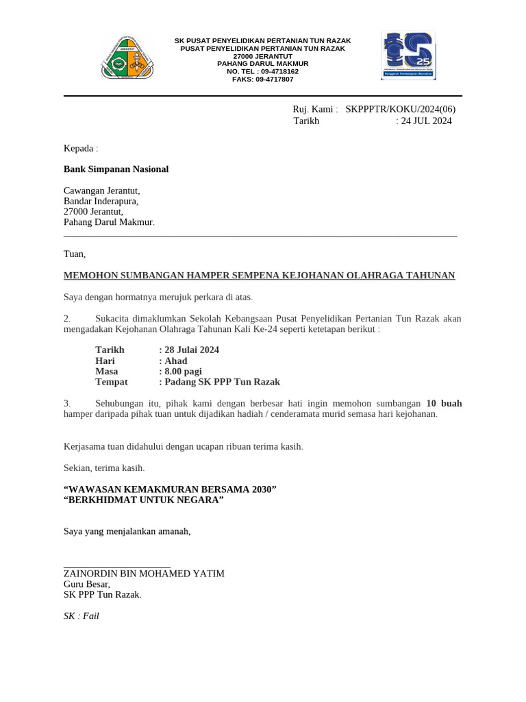 surat mohon sumbangan | PDF