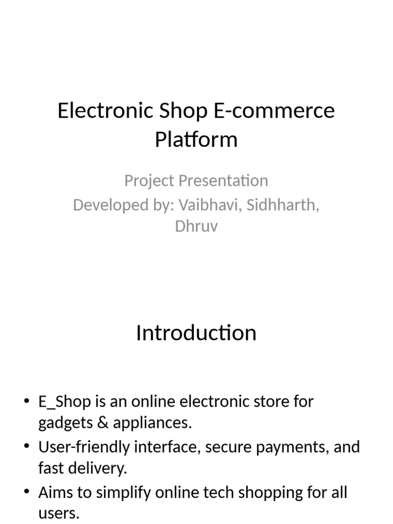 Electronic Shop Project Presentation | PDF | E Commerce | Customer ...