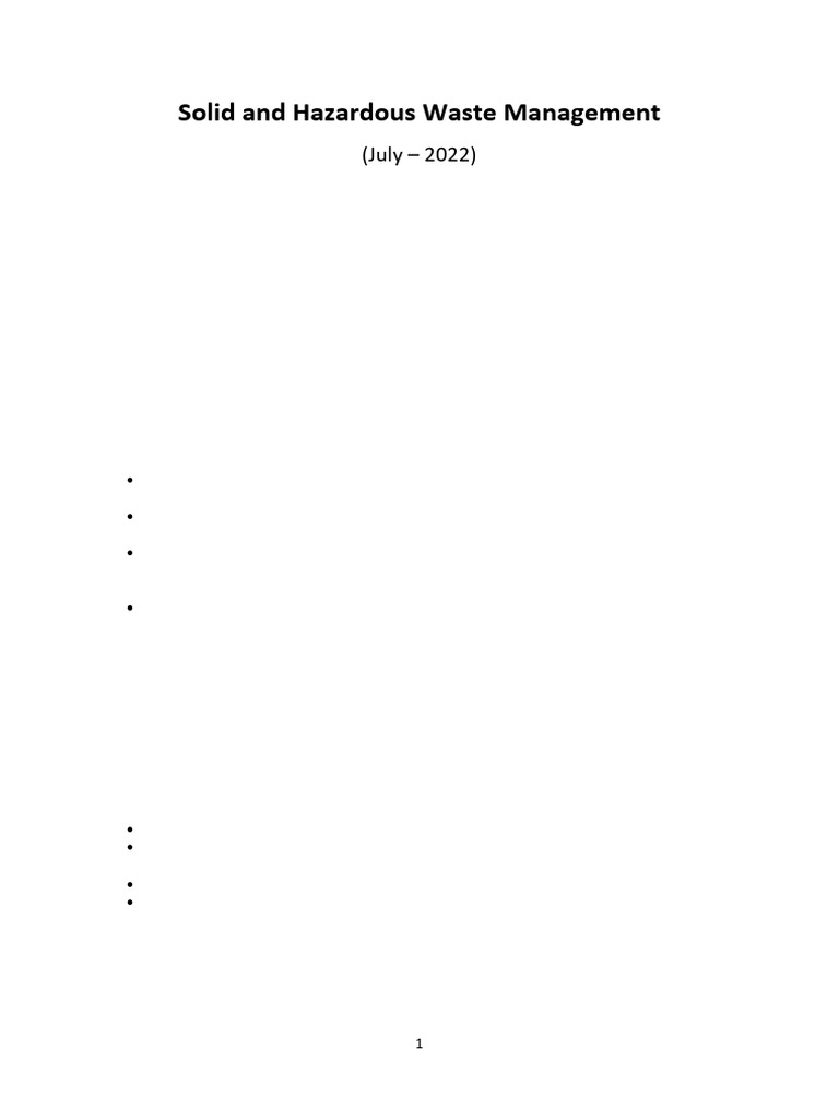 Solid and Hazardous Waste Management July 2022 | PDF | Waste ...