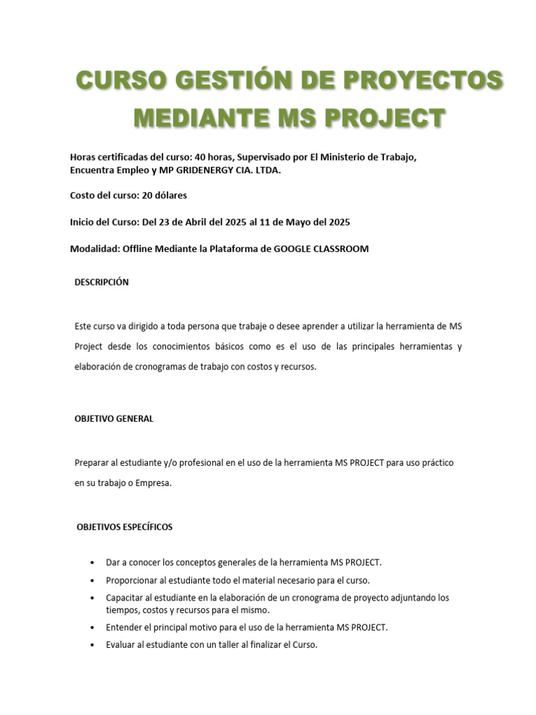 Curso Gestión de Proyectos Con MS Project-4 | PDF | Microsoft | Informática