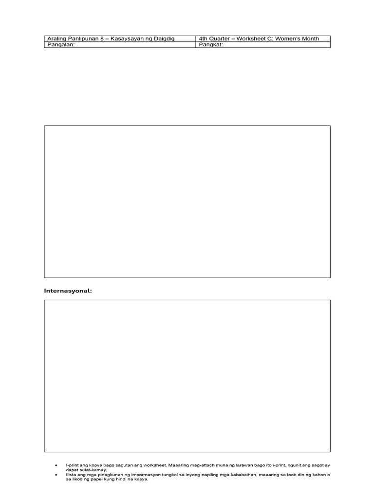 Worksheet C Womens Month | PDF