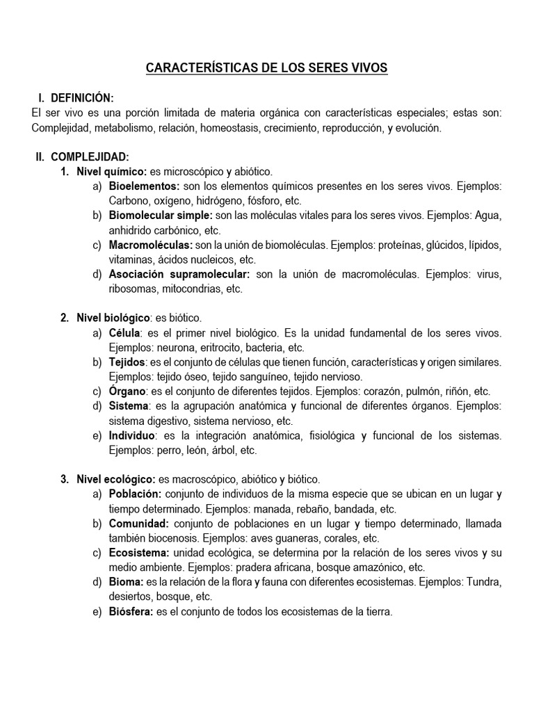Características de los Seres Vivos | PDF | Organismos | Biología