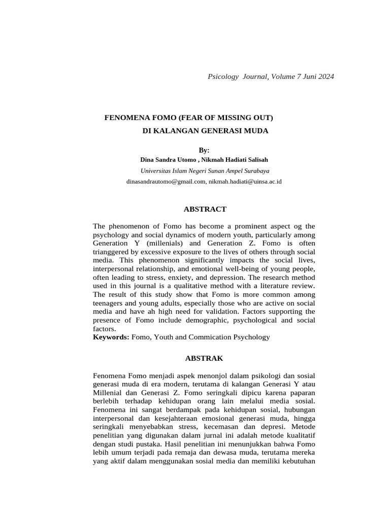 FOMO (Fear of Missing Out) | PDF