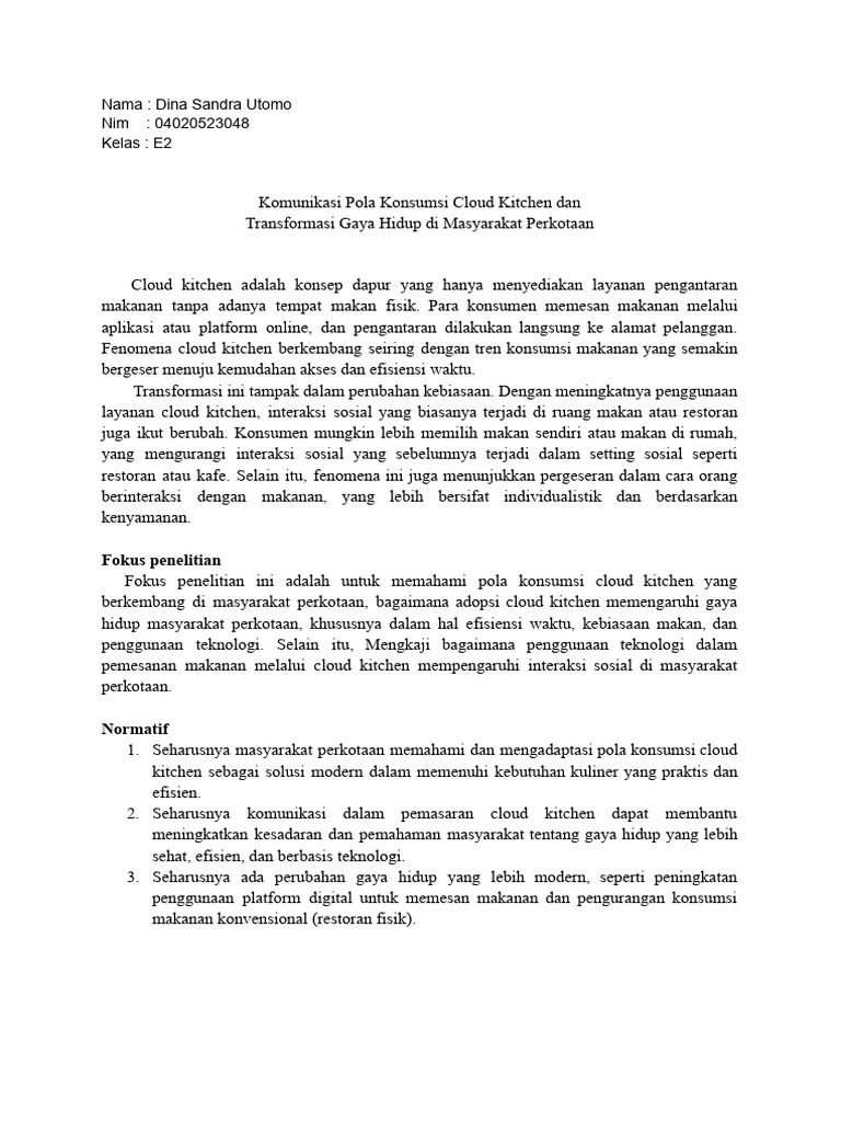 Kualitatif Cloud Kitchen | PDF