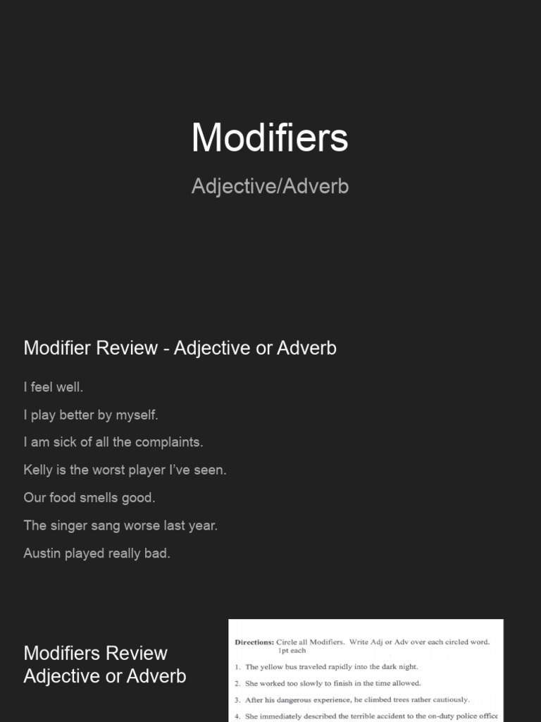 Modifiers (Adjective-Adverb) | PDF