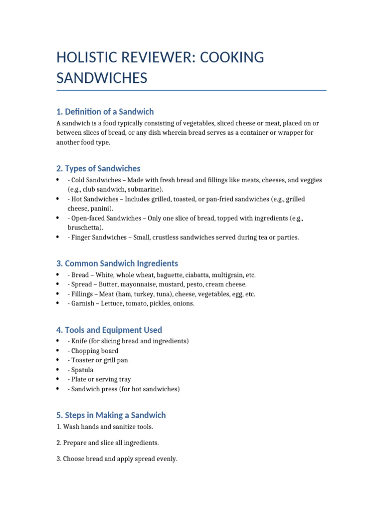 Essential Guide to Making Sandwiches | PDF