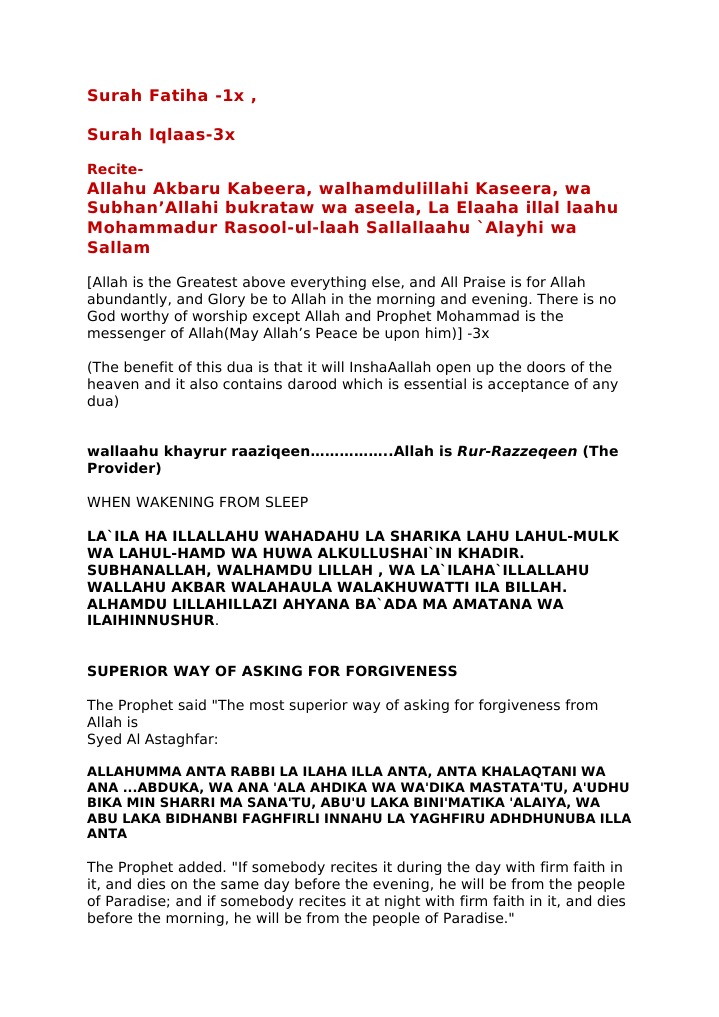 Essential Islamic Duas and Forgiveness | PDF