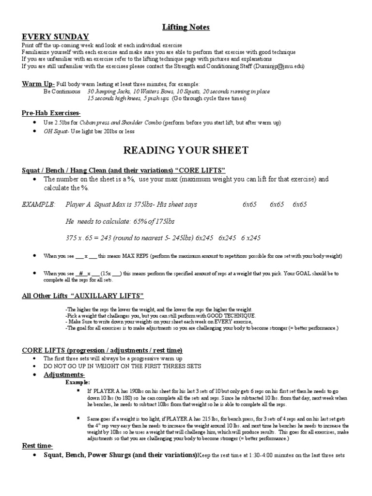 Lifting Notes | PDF | Strength Training | Physical Exercise