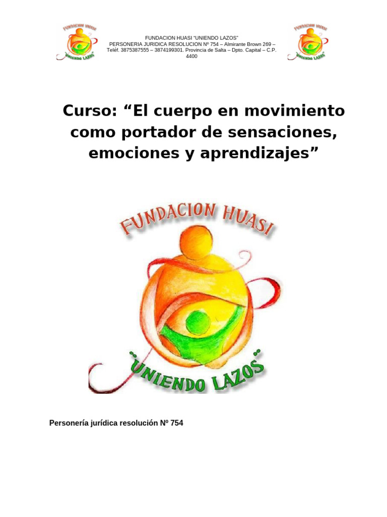 Cartilla El Cuerpo en Movimiento Como Portador de Sensaciones Emociones ...