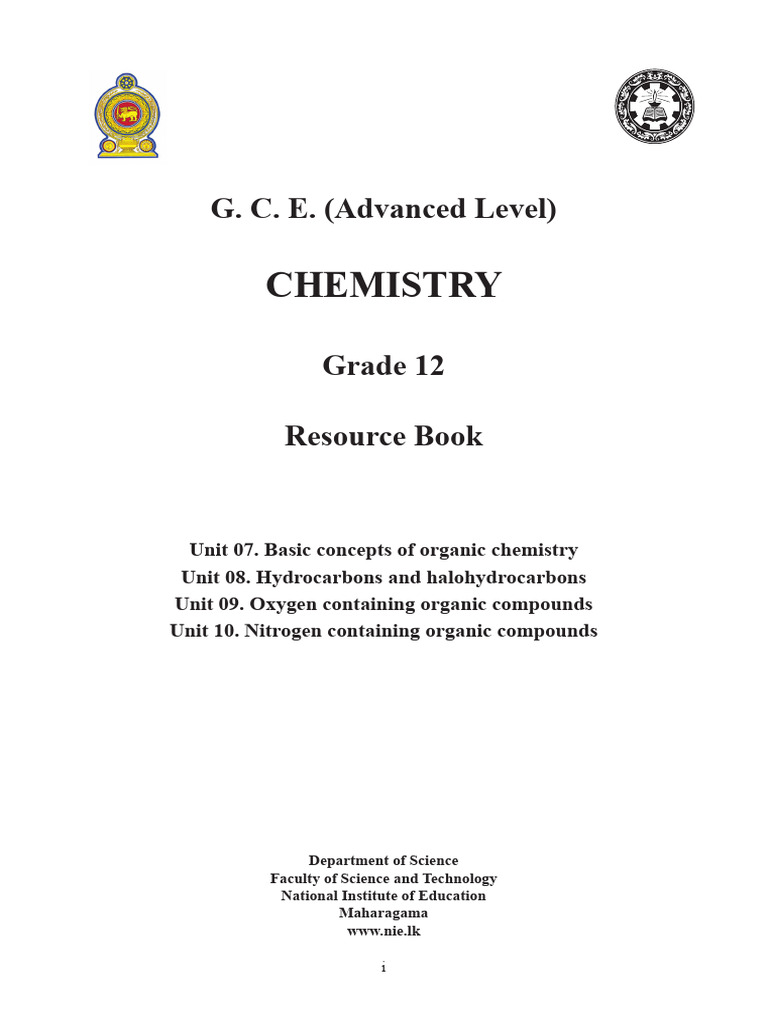 Grade 12 - Chemistry Resource Book - Organic Chemistry (Unit 7, 8, 9 ...