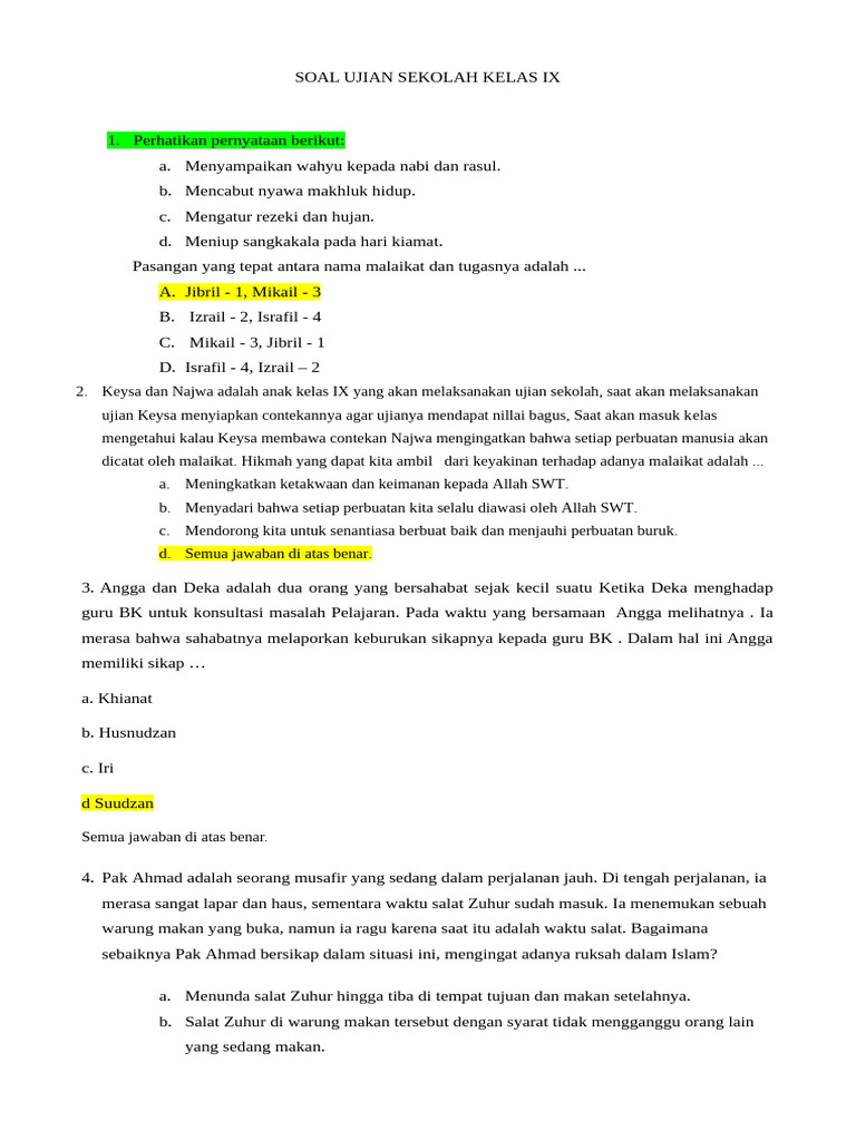 Soal Ujian Sekolah Kelas Ix Campuran | PDF
