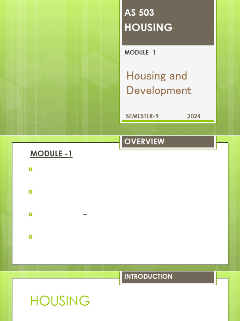 S9 Housing Module 1 | PDF | Millennium Development Goals | Right To Housing