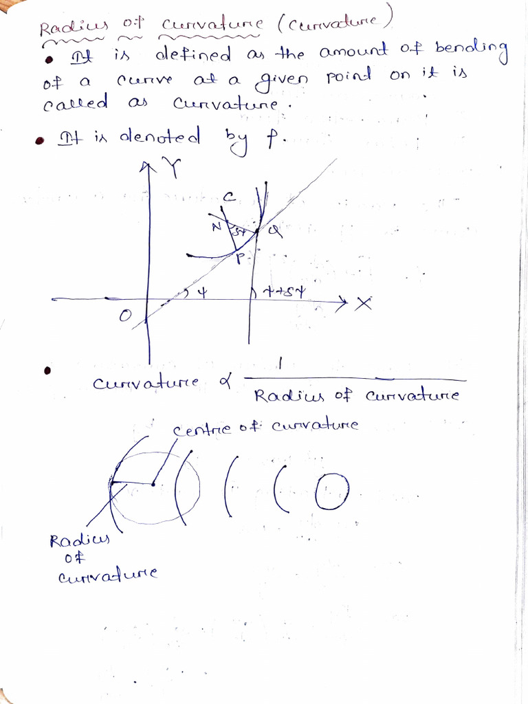 Radius of Curvature Hand Written Note (Pmec) | PDF
