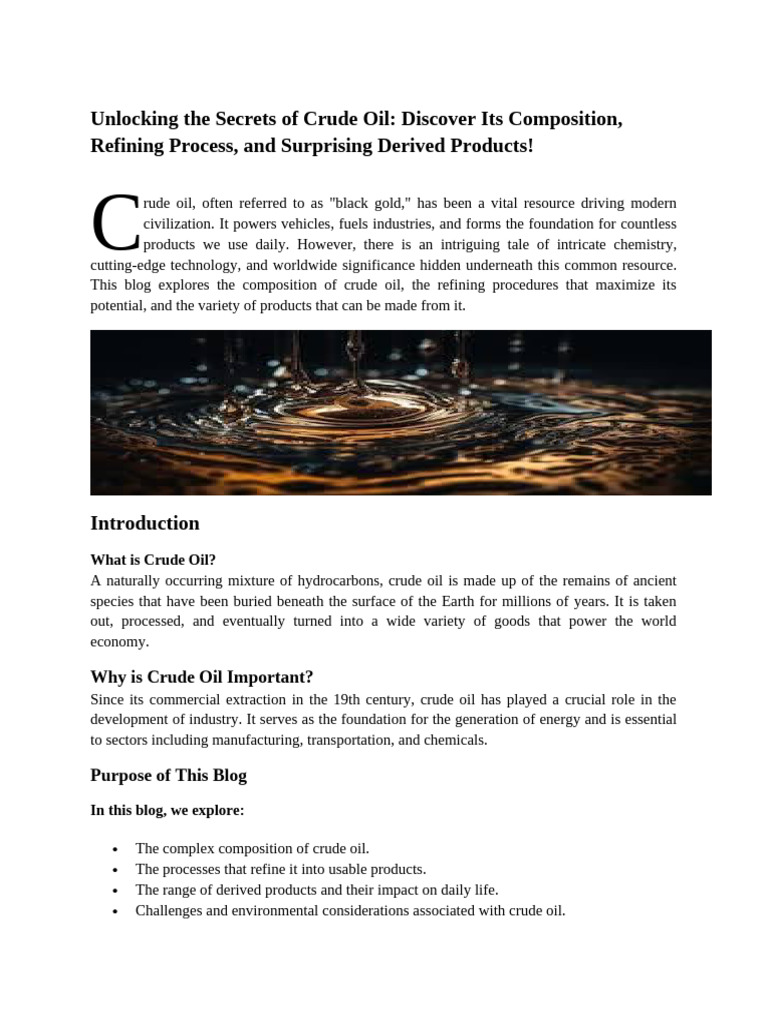 Crude Oil: Composition and Refining Process | PDF | Oil Refinery ...