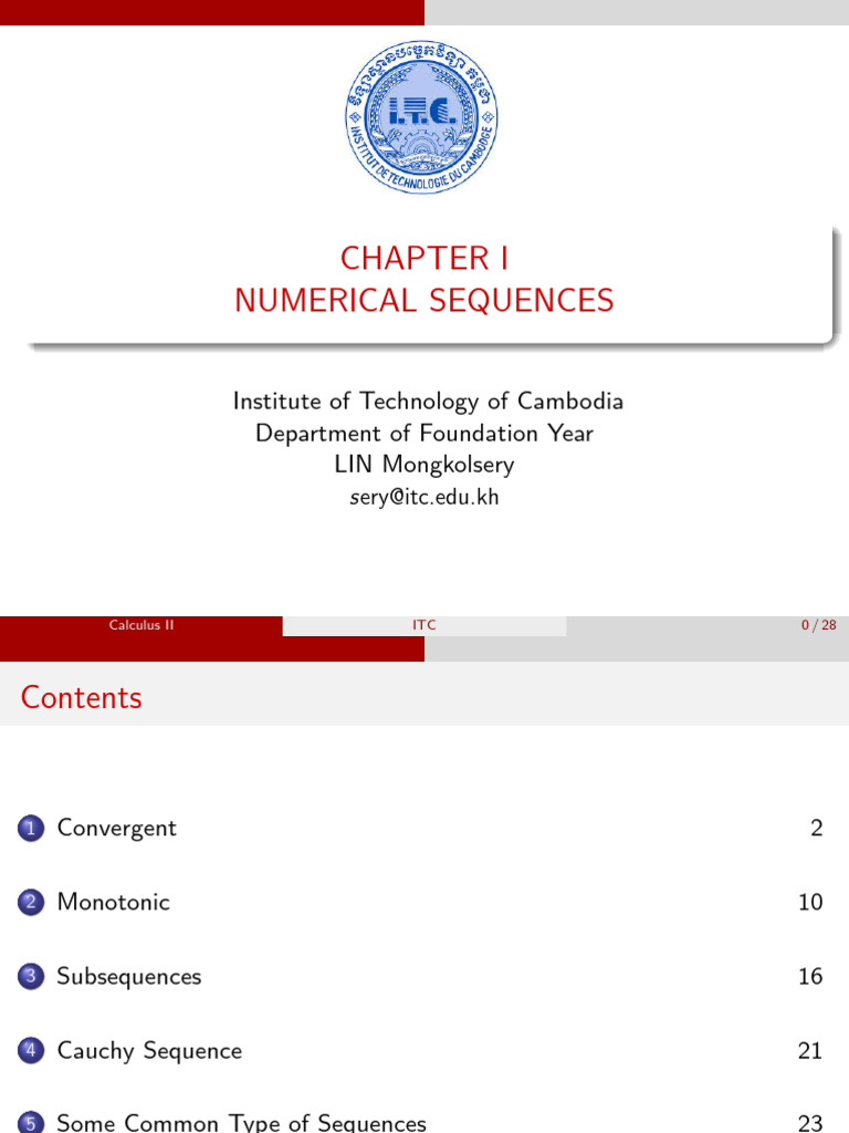 Calculus2 - Chapter1 (Numerical Sequence) | PDF | Sequence | Limit (Mathematics)