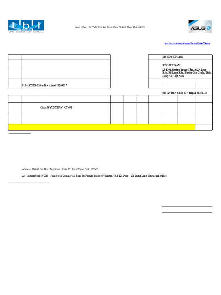 010-AVDEN-Chân đế + tripod-20250217 | PDF | Business