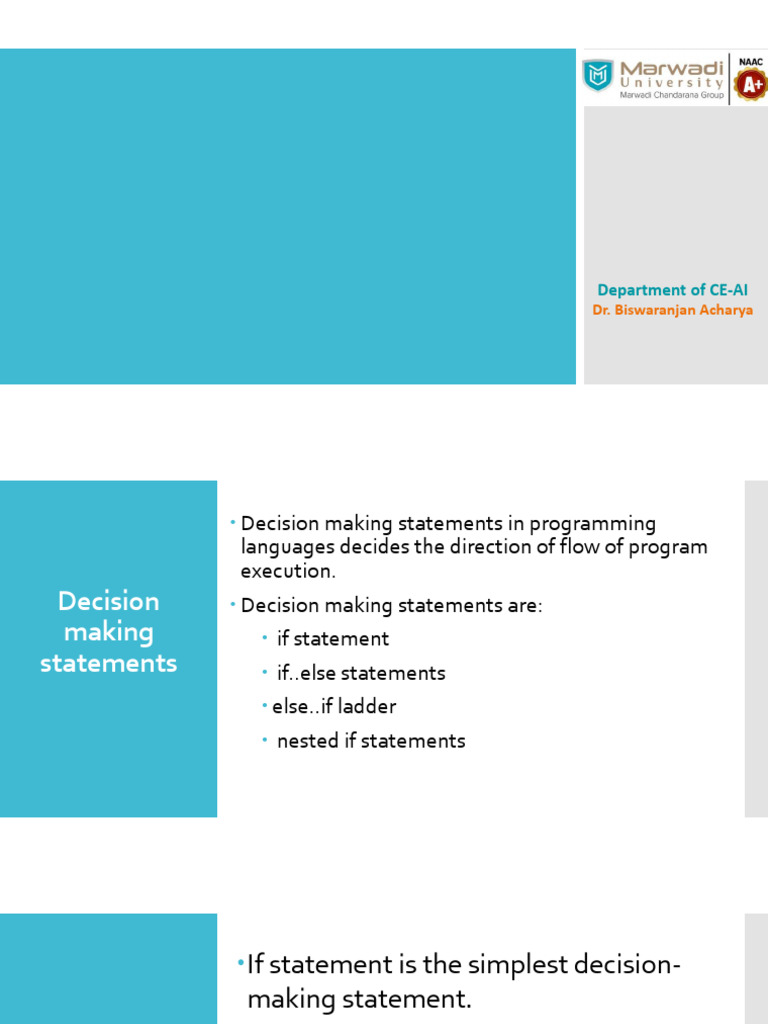 01CE0101 - Computer Programming: Unit - 3 Control Structure and Looping | PDF | Control Flow ...